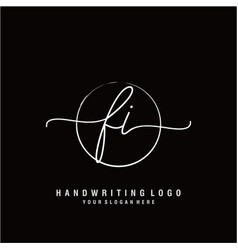 Fi initial handwriting logo design Royalty Free Vector Image