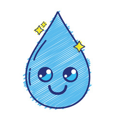 Kawaii cute happy water drop Royalty Free Vector Image