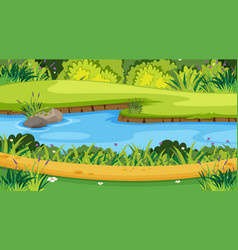 Scene with road along the river Royalty Free Vector Image