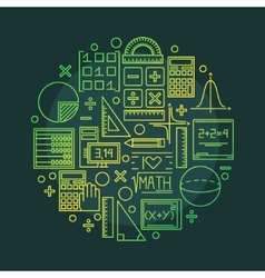 Basic math line round colored banner mathematics Vector Image