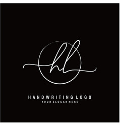 Hl initial handwriting logo with rectangle Vector Image