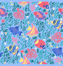 Ocean coral pattern underwater doodle seamless Vector Image