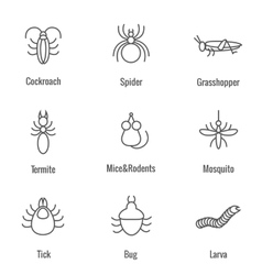 Pest and insect control icons set Royalty Free Vector Image