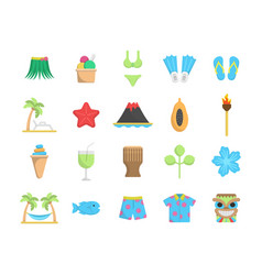 Hawaiian beach party icons Royalty Free Vector Image