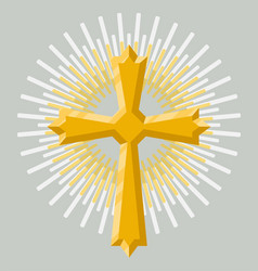 Golden holy cross icon isolated Royalty Free Vector Image