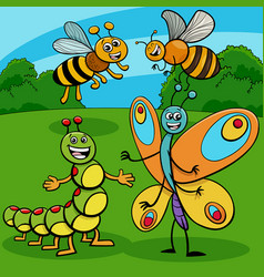 Cartoon insects characters group Royalty Free Vector Image