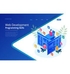 Isometric developing programming and coding Vector Image
