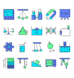 Physics and astronomy icons set Royalty Free Vector Image