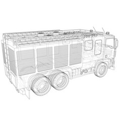 Wire-frame fire truck layers of Royalty Free Vector Image