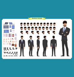 Front side back view animated character Royalty Free Vector