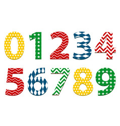 Colorful kid font numbers Royalty Free Vector Image