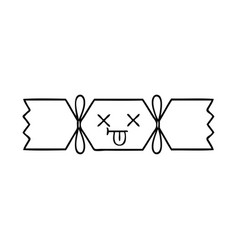 Line drawing cartoon christmas cracker Royalty Free Vector