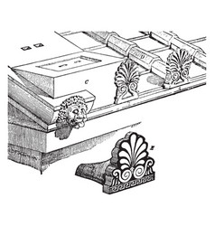 Antefix upper fixture vintage engraving Royalty Free Vector