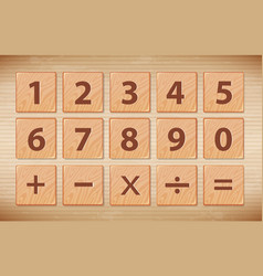 Wooden number font symbol Royalty Free Vector Image
