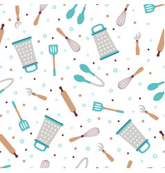 Kitchen tools seamless pattern on white background