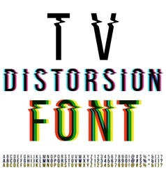 Glitch font with distortion effect Royalty Free Vector Image
