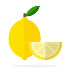 Lemon with leaves and flowers Royalty Free Vector Image