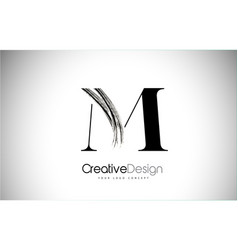 Mh brush stroke letter logo design black paint Vector Image