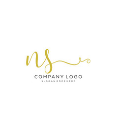 Ns initial handwriting logo with rectangle Vector Image