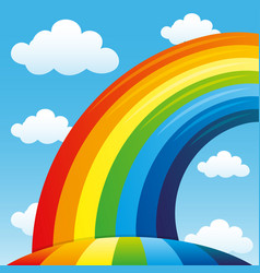 Sky bright rainbow cloudscape blue background Vector Image