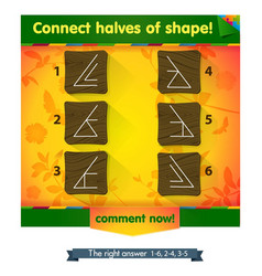 Connect halves educational game Royalty Free Vector Image