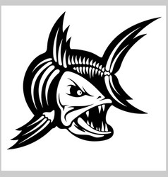 White crappie fish - black and Royalty Free Vector Image