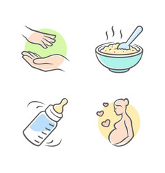 Logotype mother with newborn baby on hands Vector Image