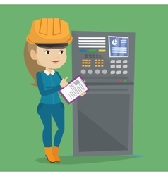 Engineer standing near control panel Royalty Free Vector
