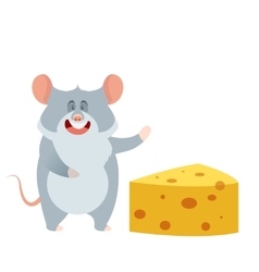 Happy mouse cartoon with cheese Royalty Free Vector Image