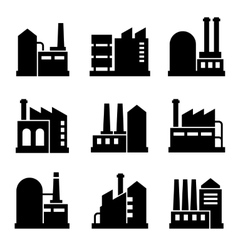 Industrial factory buildings architectural set Vector Image