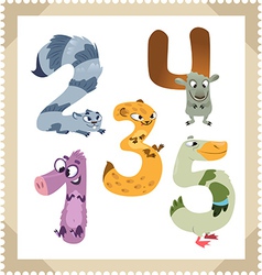 Set of numbers with number of animals from 4 to 6 Vector Image