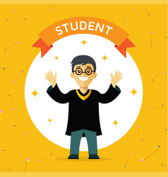 Happy student go to school Royalty Free Vector Image