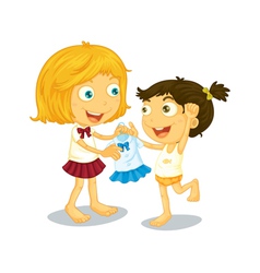 Cartoon school girl and boy wearing uniform Vector Image