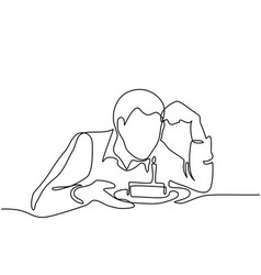 Man holding a candle with light at night Vector Image