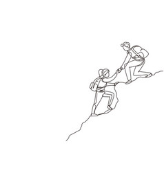 Single one line drawing adventure camping night Vector Image