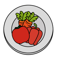 Dish with healthy food isolated icon Royalty Free Vector