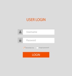 Login web orange screen template Royalty Free Vector Image