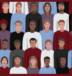 Smiling people crowd collective portrait seamless Vector Image