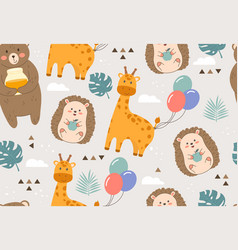 Cute hippie seamless pattern Royalty Free Vector Image