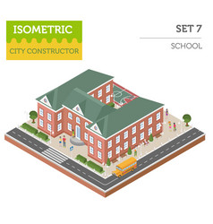 Flat 3d isometric school and city map constructor Vector Image
