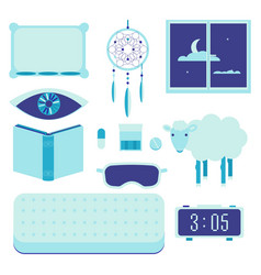 Tips for better sleep flat icon set Royalty Free Vector