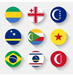 Set of round flags buttons - 1 Royalty Free Vector Image