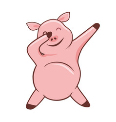 Cartoon pig chef holding a fork Royalty Free Vector Image