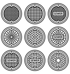 Manhole sewer cover black symbol Royalty Free Vector Image