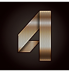 Number metal gold ribbon - 6 - six Royalty Free Vector Image