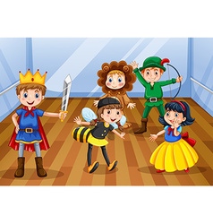 Children wearing costume on stage Royalty Free Vector Image