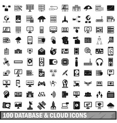 100 data visualization icons set simple style Vector Image
