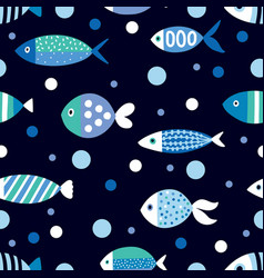 Cute colorful fish kids background sea motif Vector Image