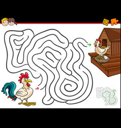 Cartoon rooster and hens Royalty Free Vector Image