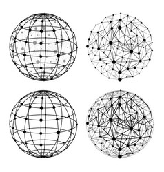 Wireframe sphere with dots set Royalty Free Vector Image